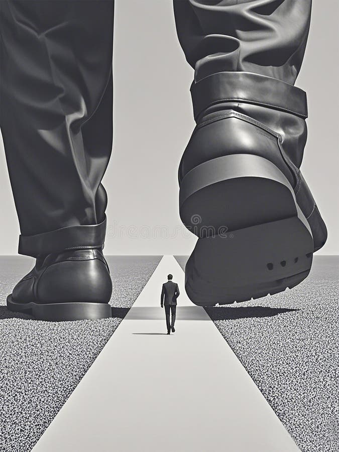 A Tiny Walking Person Under the Giant S Big Feet, a Tiny Person Walking ...