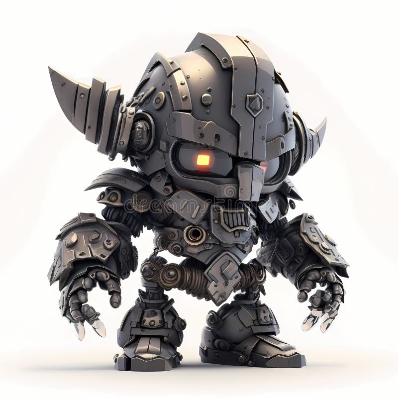 Tiny Warrior Security Robot. Generative AI Stock Illustration ...