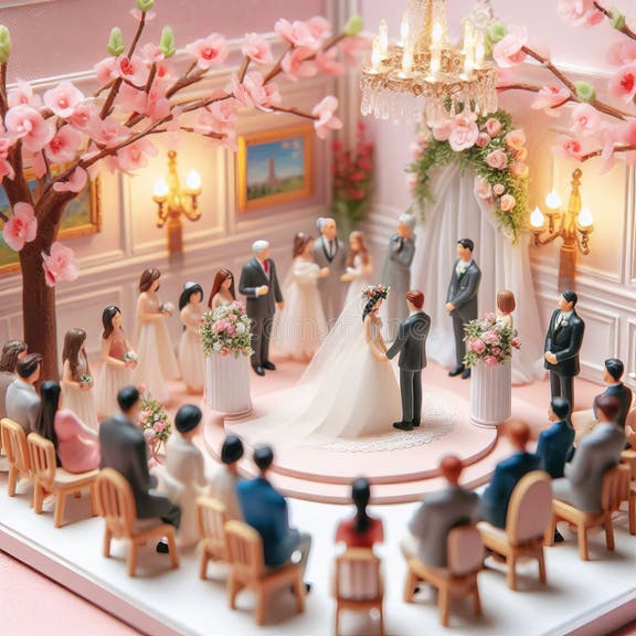 A Tiny Wedding Ceremony with Miniature Guests and a Ti Stock ...