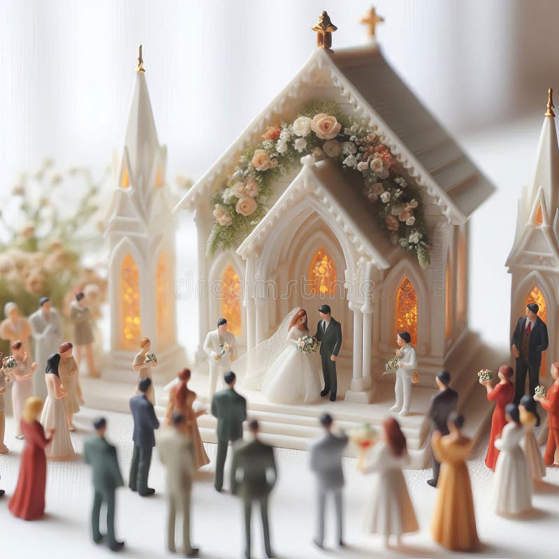 A Tiny Wedding Ceremony with Miniature Guests and a Ti Stock ...