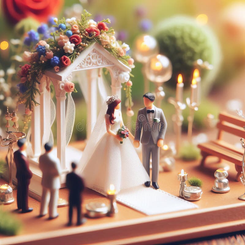 A Tiny Wedding Ceremony with Miniature Guests and a Ti Stock Image ...