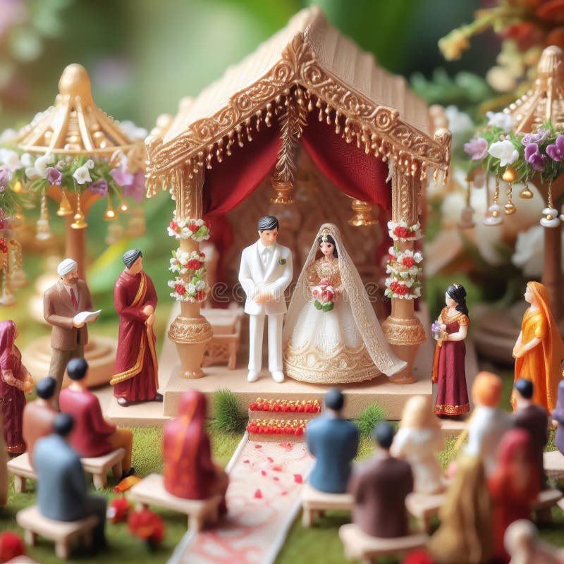 A Tiny Wedding Ceremony with Miniature Guests and a Ti Stock Photo ...