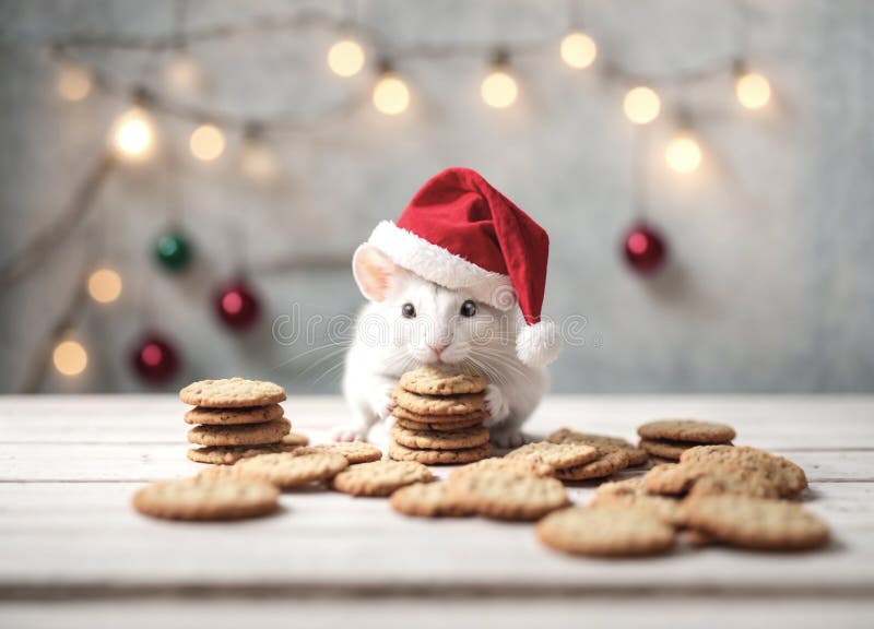 Tiny White Mouse with His Cookies AI Generated Stock Illustration ...