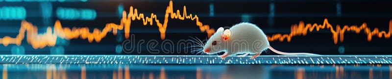 Tiny White Mouse Scurrying Across Digital Touchscreen with Vibrant Data ...