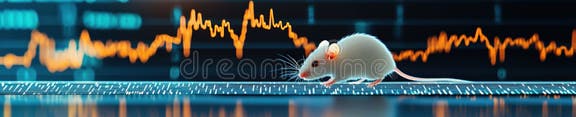 Tiny White Mouse Scurrying Across Digital Touchscreen with Vibrant Data ...