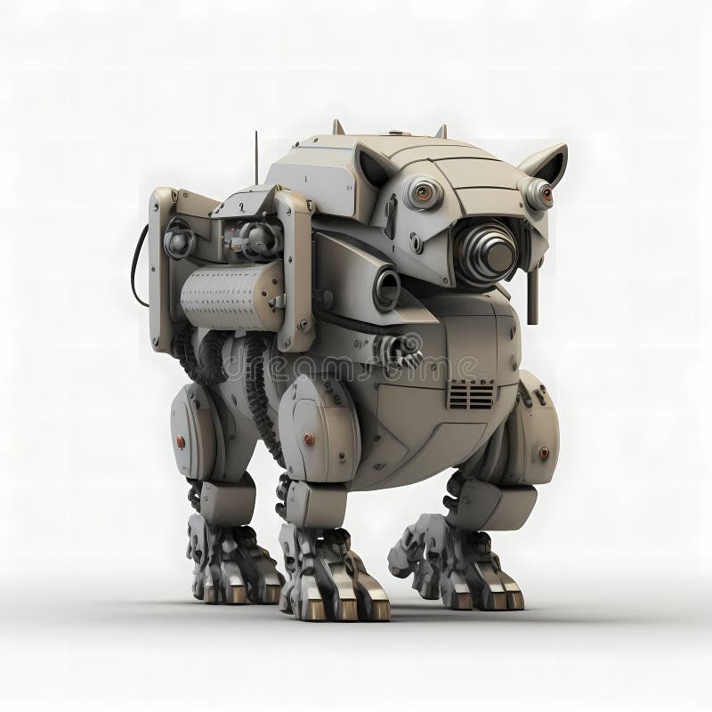 Tiny Wolf Security Robot. Generative AI Stock Illustration ...