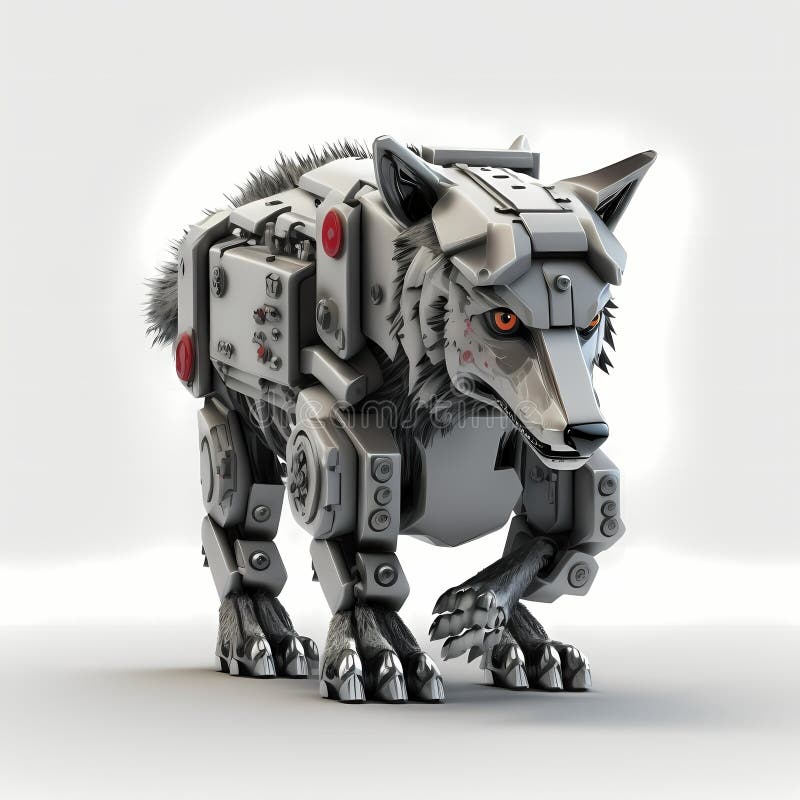 Tiny Wolf Security Robot. Generative AI Stock Illustration ...