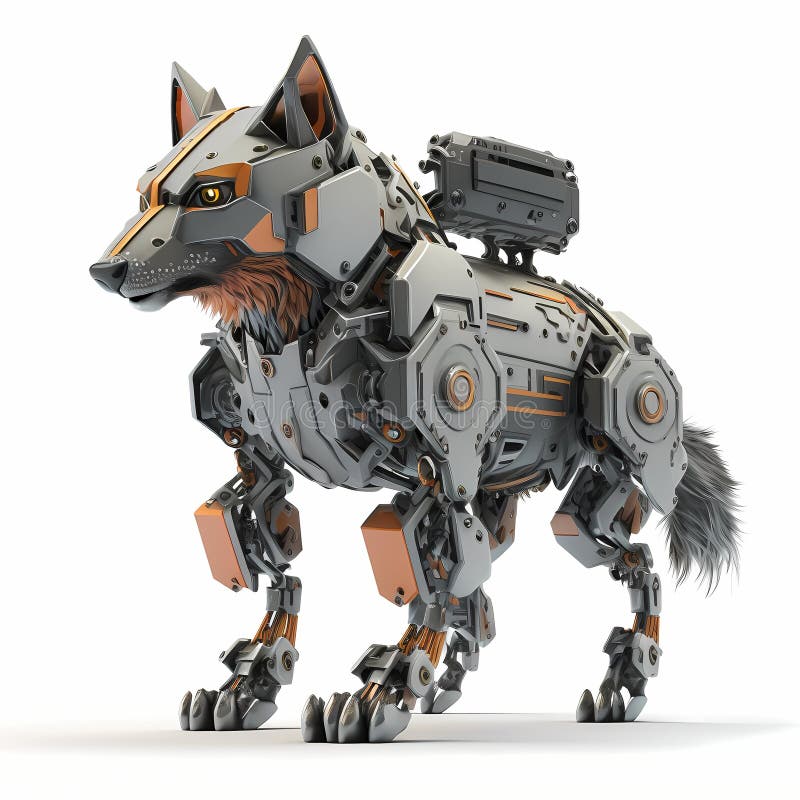 Tiny Wolf Security Robot. Generative AI Stock Illustration ...