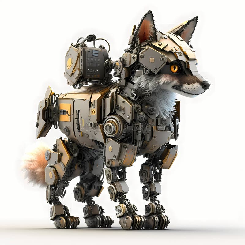 Tiny Wolf Security Robot. Generative AI Stock Illustration ...