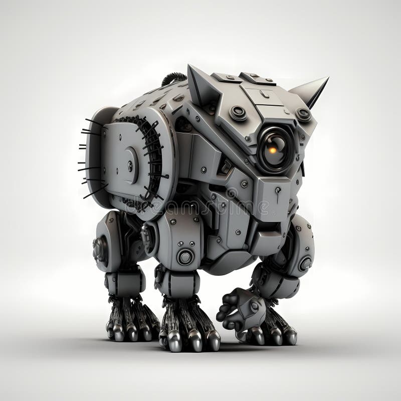 Tiny Wolf Security Robot. Generative AI Stock Illustration ...