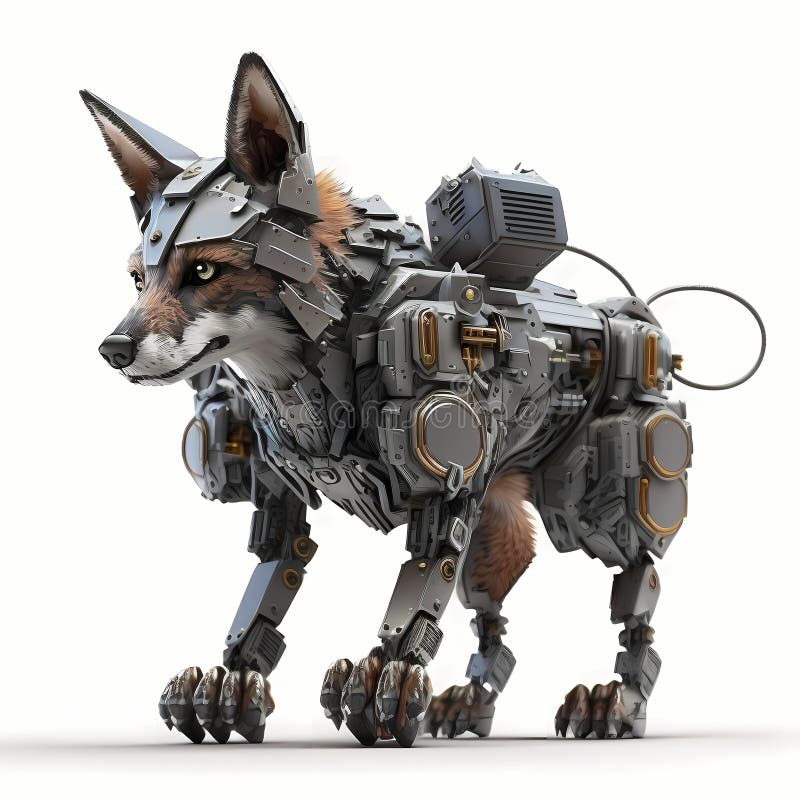 Tiny Wolf Security Robot. Generative AI Stock Illustration ...