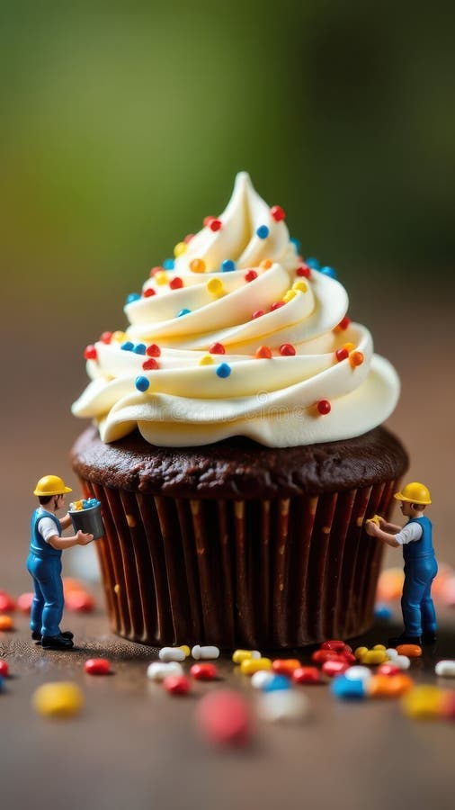 Tiny Workers Create a Cupcake Masterpiece in a Whimsical Kitchen Scene ...
