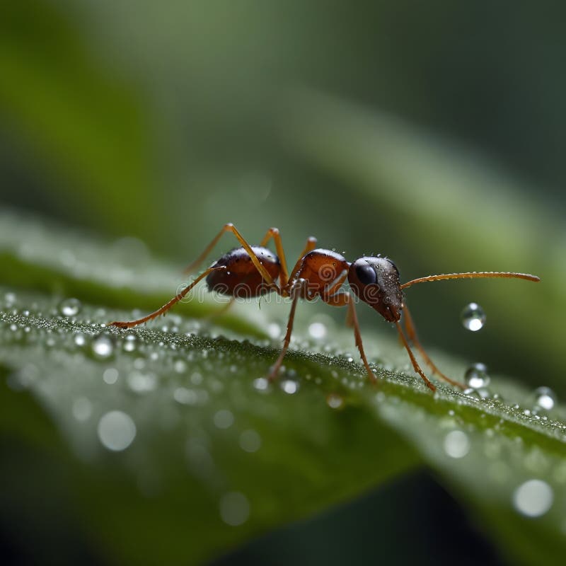 The Tiny World of Ant Macro and Micro Photography with Dew Stock Image ...