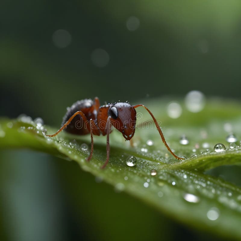 The Tiny World of Ant Macro and Micro Photography with Dew Stock Photo ...