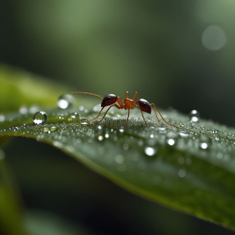 The Tiny World of Ant Macro and Micro Photography with Dew Stock Photo ...