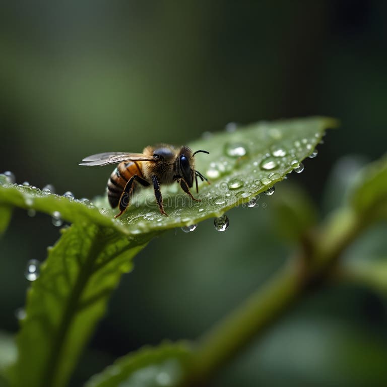 The Tiny World of Bee Macro and Micro Photography with Dew Stock ...