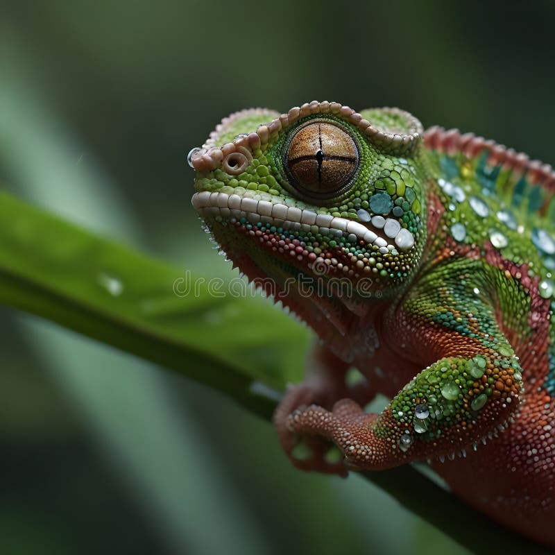 The Tiny World of Chameleon Macro and Micro Photography with Dew Stock ...