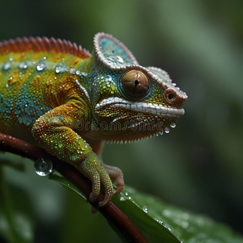 The Tiny World of Chameleon Macro and Micro Photography with Dew Stock ...