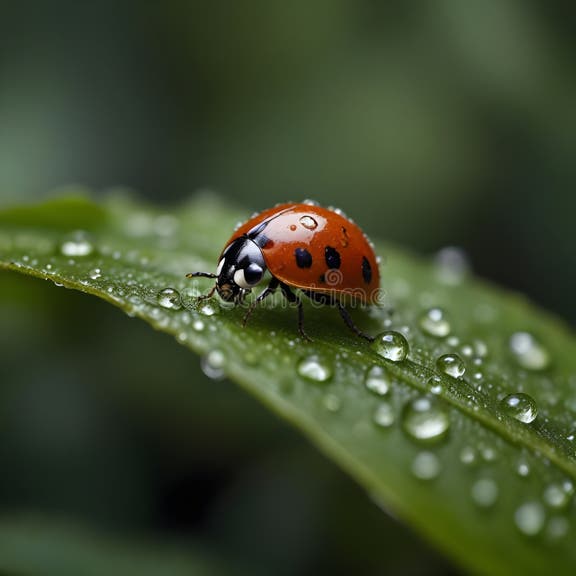 The Tiny World of Ladybug Macro and Micro Photography with Dew Stock ...