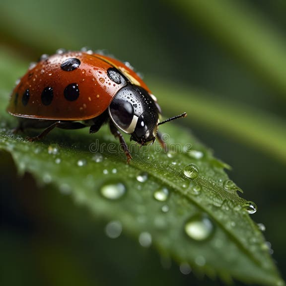 The Tiny World of Ladybug Macro and Micro Photography with Dew Stock ...