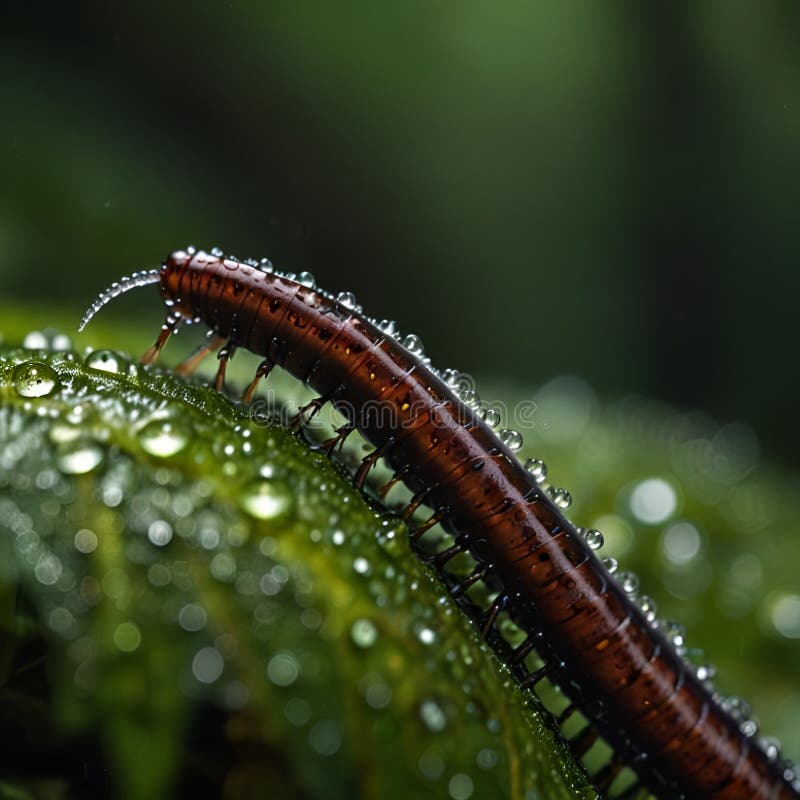 The Tiny World Of Millipede Macro And Micro Photography With Dew Stock Image Image Of