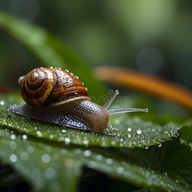 The Tiny World of Snail Macro and Micro Photography with Dew Stock ...