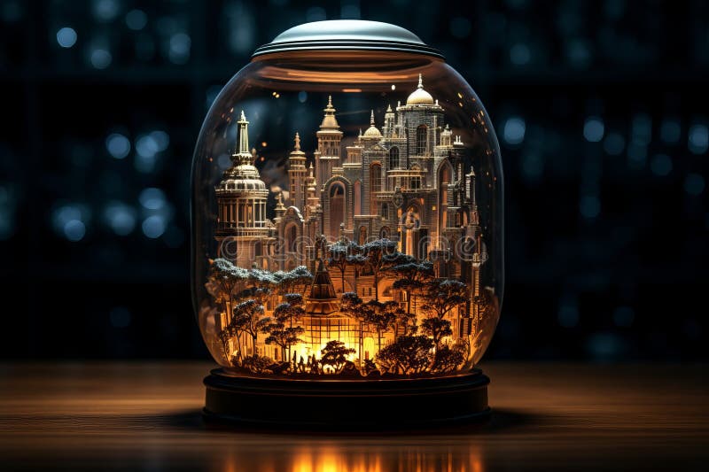 Tiny World in the Transparent Jar. Beautiful Illustration Picture Stock ...