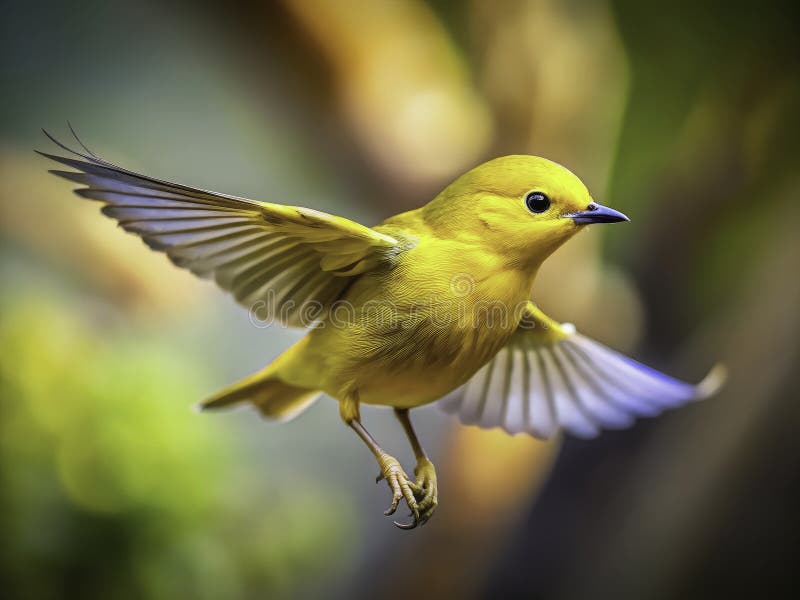 Tiny Yellow Bird in Swift Flight a Miniature Masterpiece Captured with ...