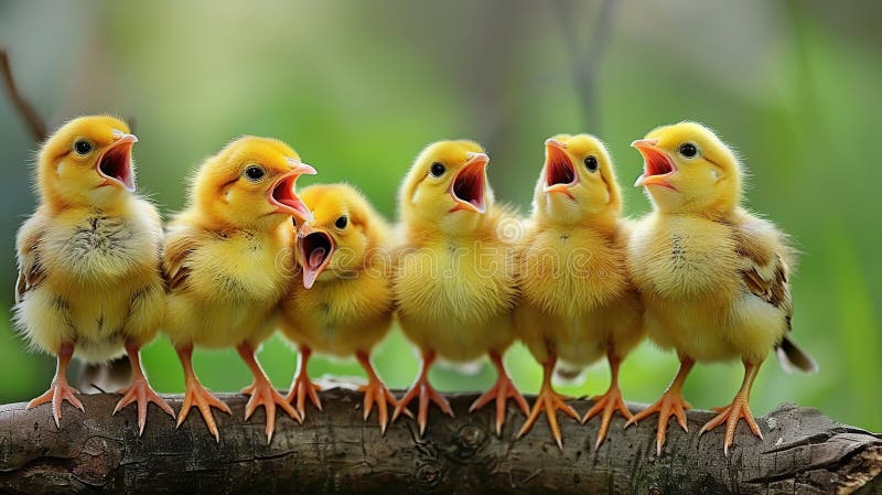 Tiny Yellow Chicks Singing in Harmony. Generative Ai Stock Illustration ...