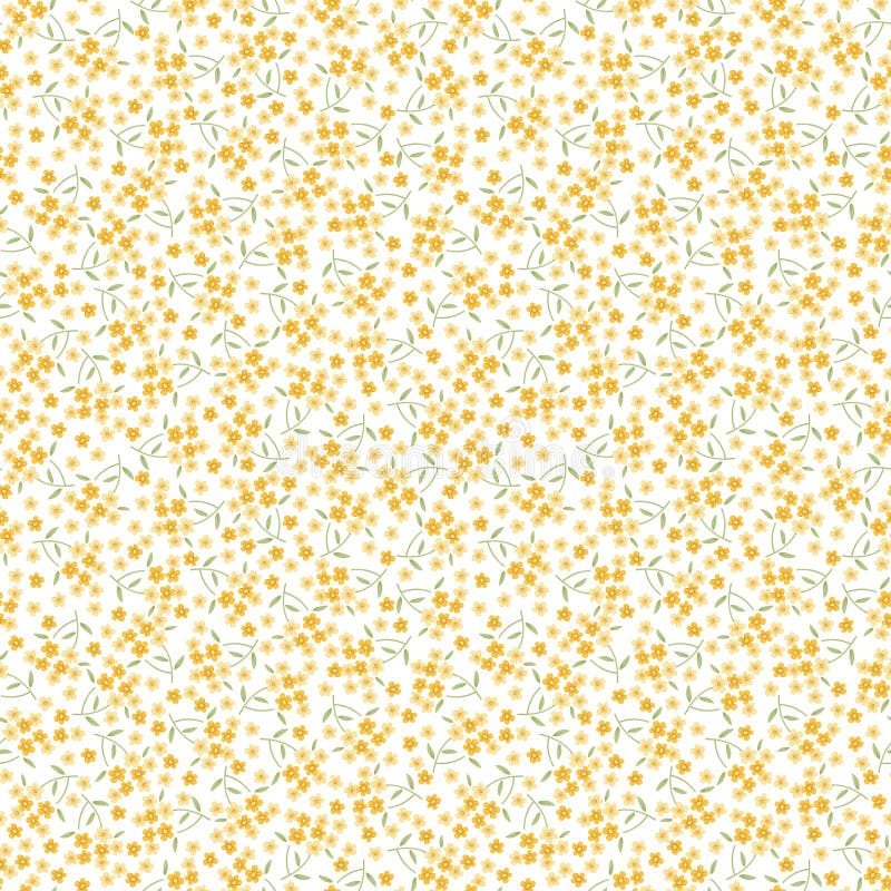 Tiny Yellow Flower with White Background, Seamless Pattern Stock Vector ...