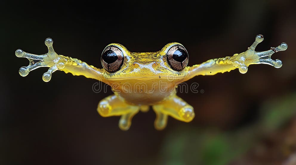 Tiny, Yellow Frog in Mid-air Stock Image - Image of ecology, jumping ...