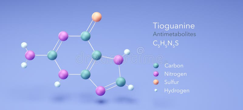Tioguanine Molecule, Molecular Structures, Antimetabolite, 3d Model ...