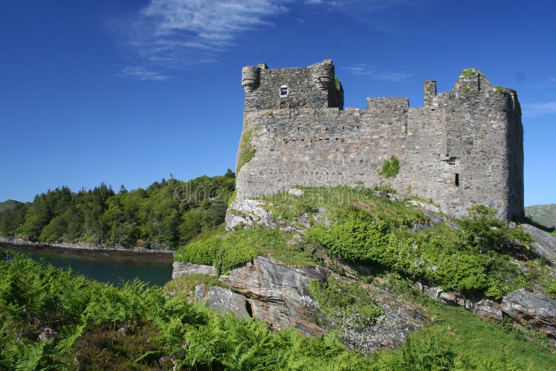 Tioram Castle on Loch Moidart South of Mallaig, Scotland, UK. Stock ...