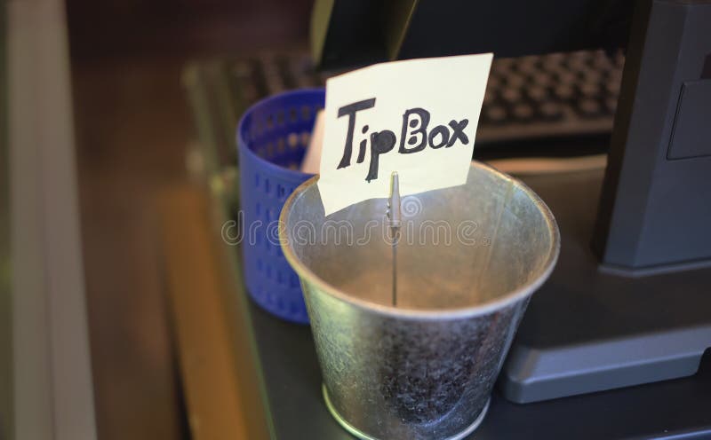 Tip box on counter stock photo. Image of business, glass - 89524344