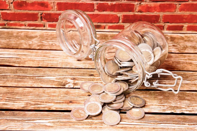 Tip, Coins or Small Change in the Glass Stock Image - Image of system ...