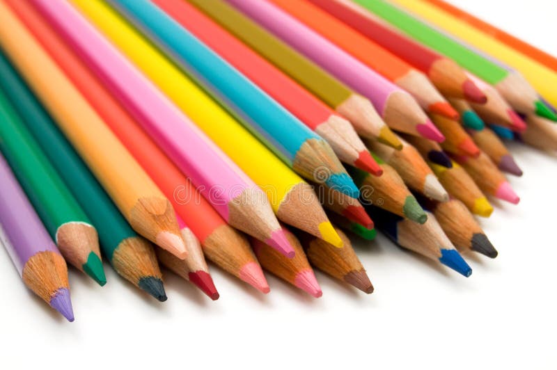 Tip of Colored Crayons on White Background Stock Photo - Image of ...