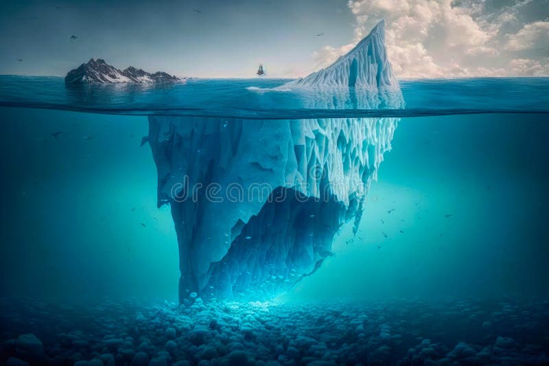 Tip of the Iceberg in Ocean. Created with Generative AI Technology ...