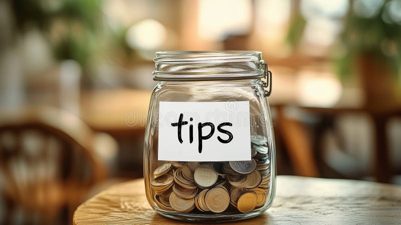 Tip Jar Cafe Restaurant Filled Coins Stock Photos - Free & Royalty-Free ...