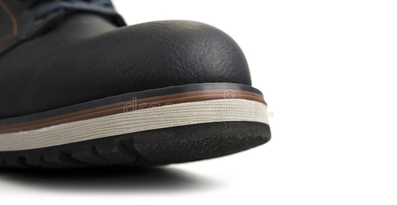 Tip of Man Working Shoe with a Metal Ona White Stock Photo - Image of ...