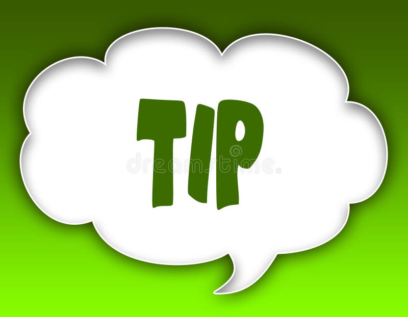 TIP Message on Speech Cloud Graphic. Green Background Stock ...
