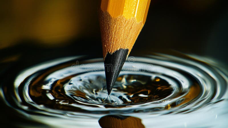 Tip of Sharp Pencil Submerging Under Water Close Up Stock Illustration ...