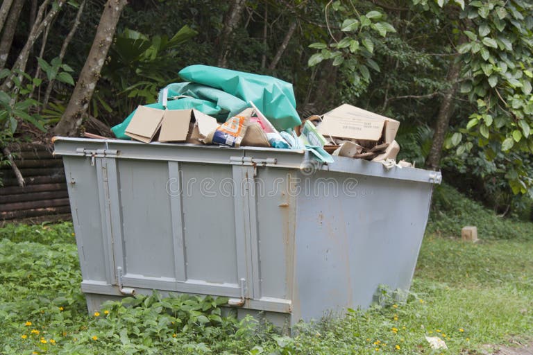 Tipping & Steel Waste Bins Full of Rubbish Stock Photo - Image of ...
