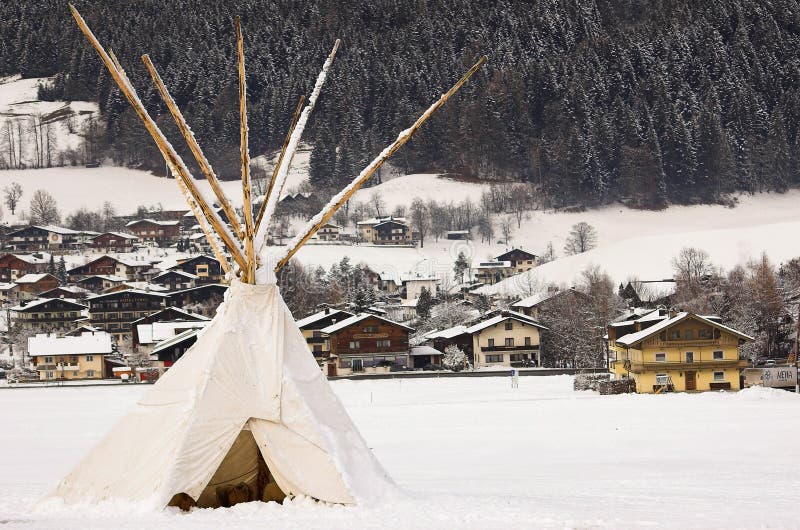 A Tipi Covered In Snow In Winter Stock Image - Image of outdoor, canvas ...