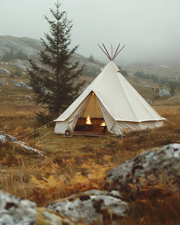 A Tipi Tent in the Middle of a Field Stock Photo - Image of tent ...