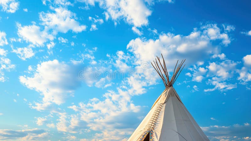 Tipi poles and Cloudy Sky stock photo. Image of tepee - 97044060