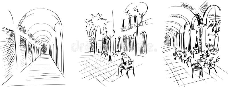 Tipical renaissance square stock vector. Illustration of catalonia ...