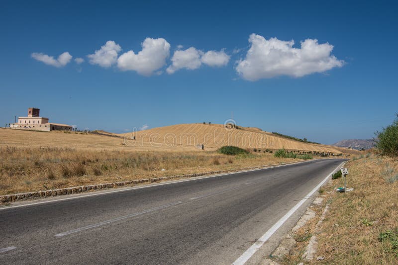 Road In Sicilian Countryside Stock Photo - Image of natural, sicily ...