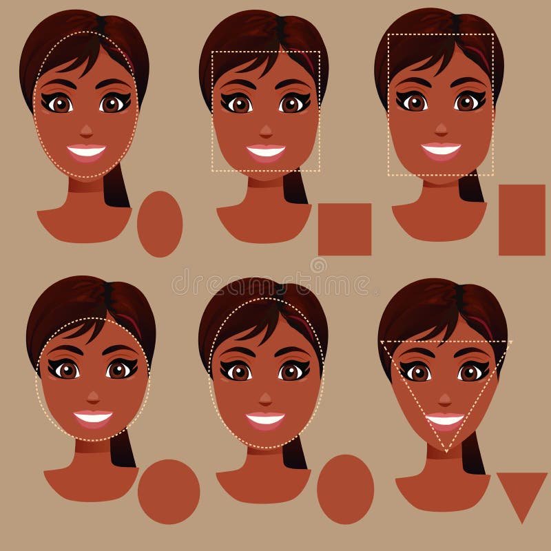 Tipos De La Forma De La Cara De La Mujer Ilustración del Vector ...