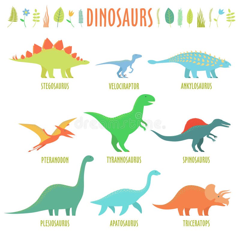 Tipos de los dinosaurios ilustración del vector. Ilustración de reptil ...