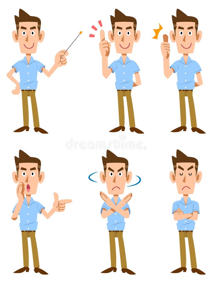 6 Tipos Dos Gestos E De Expressões Faciais De Um Homem Ilustração do ...